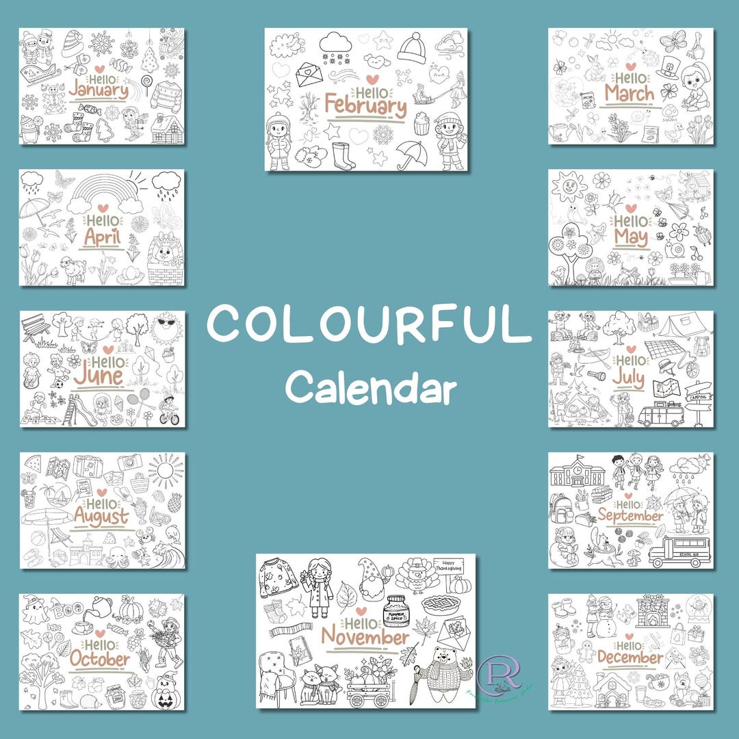 Interactive Kids' Calendar - Printable Colouring Pages for Each Month ...