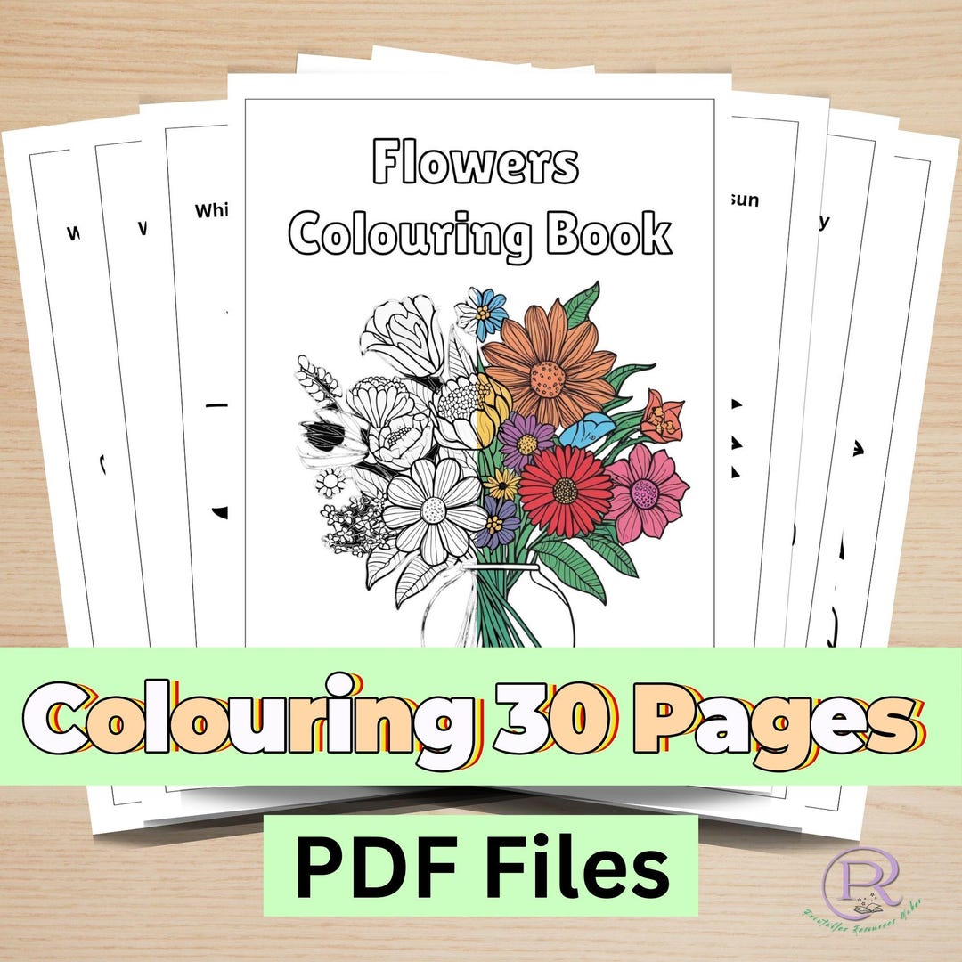 Flowers Colouring Book for Kids, Printable Activity Sheets, Easy ...