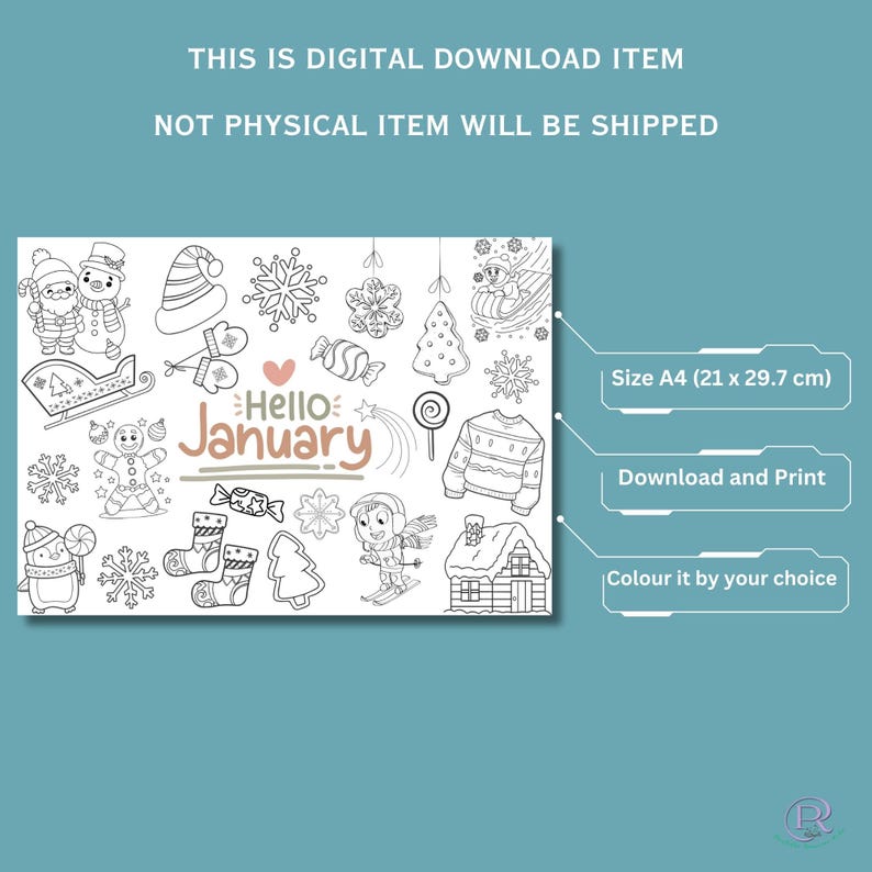 Colouring Calendar Printable/cute Kids Calendar/calendar Pdf/colouring ...