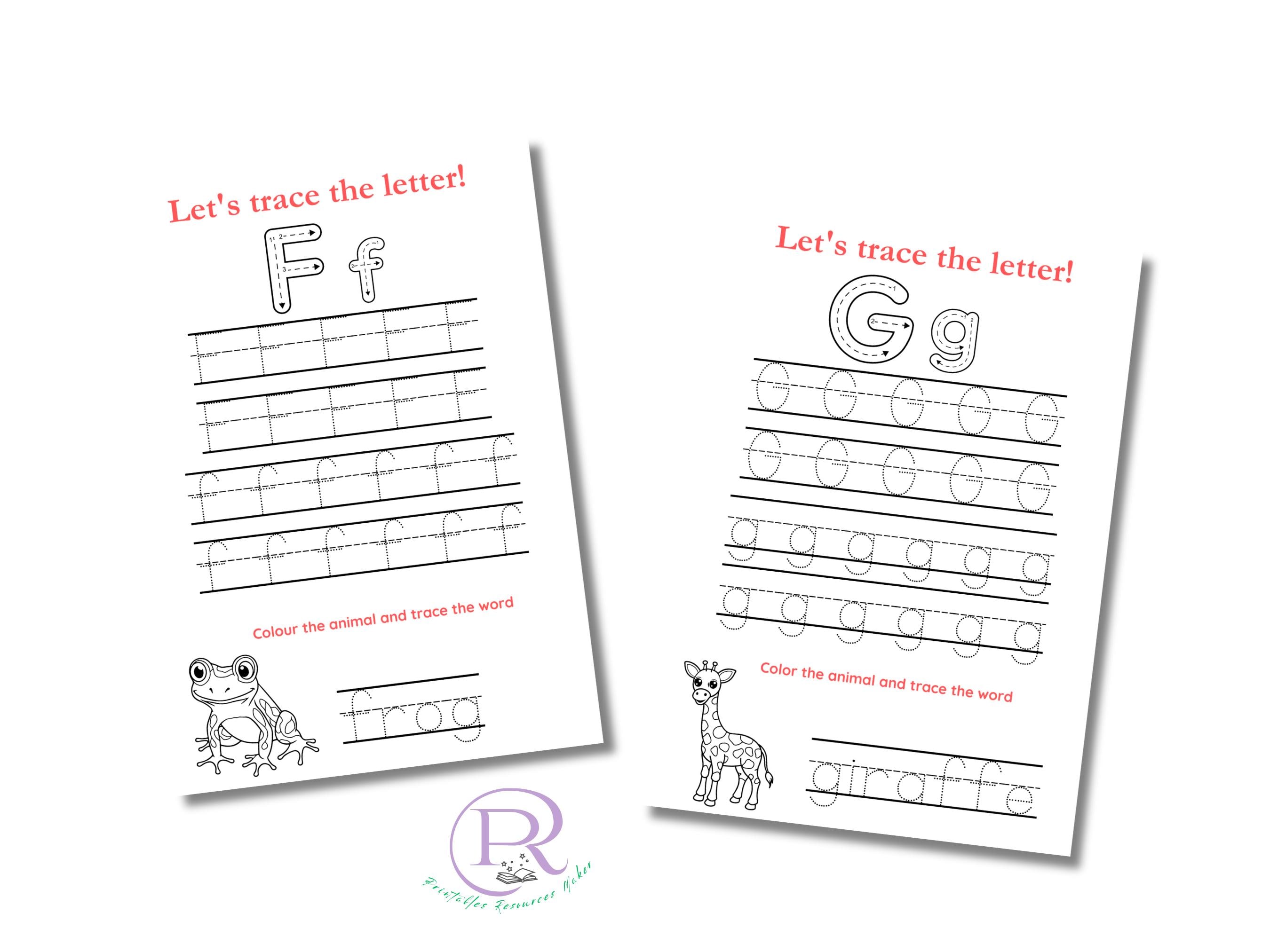 Alphabet Tracing Worksheets: 26 Letter Activity Pages (printable) - Etsy