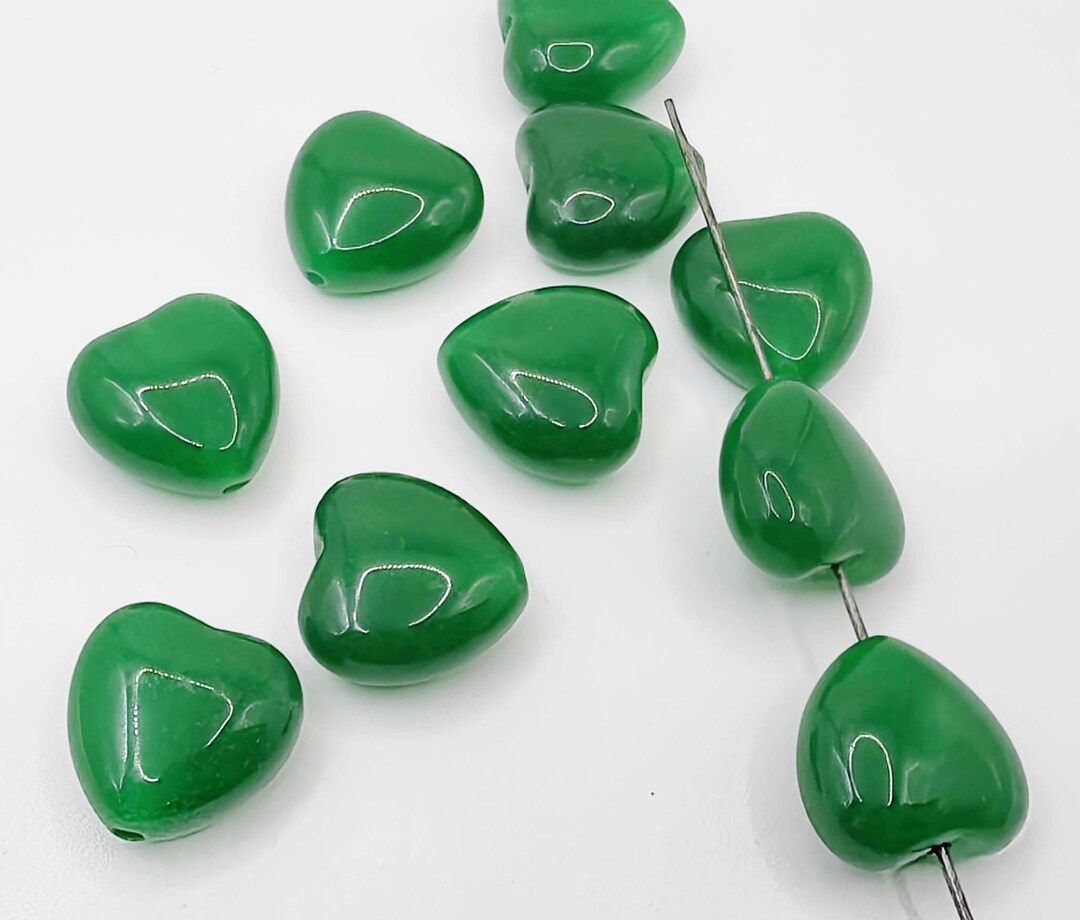 Jade Heart, Green Jade Heart, Love 14mm 10-30pcs Nephrite Jade Stone ...