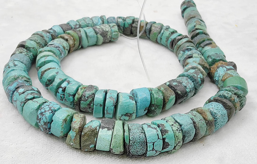 Natural Genuine Turquoise Heishi Rondelle Disc 4-12mm 15.5 Gemstone ...