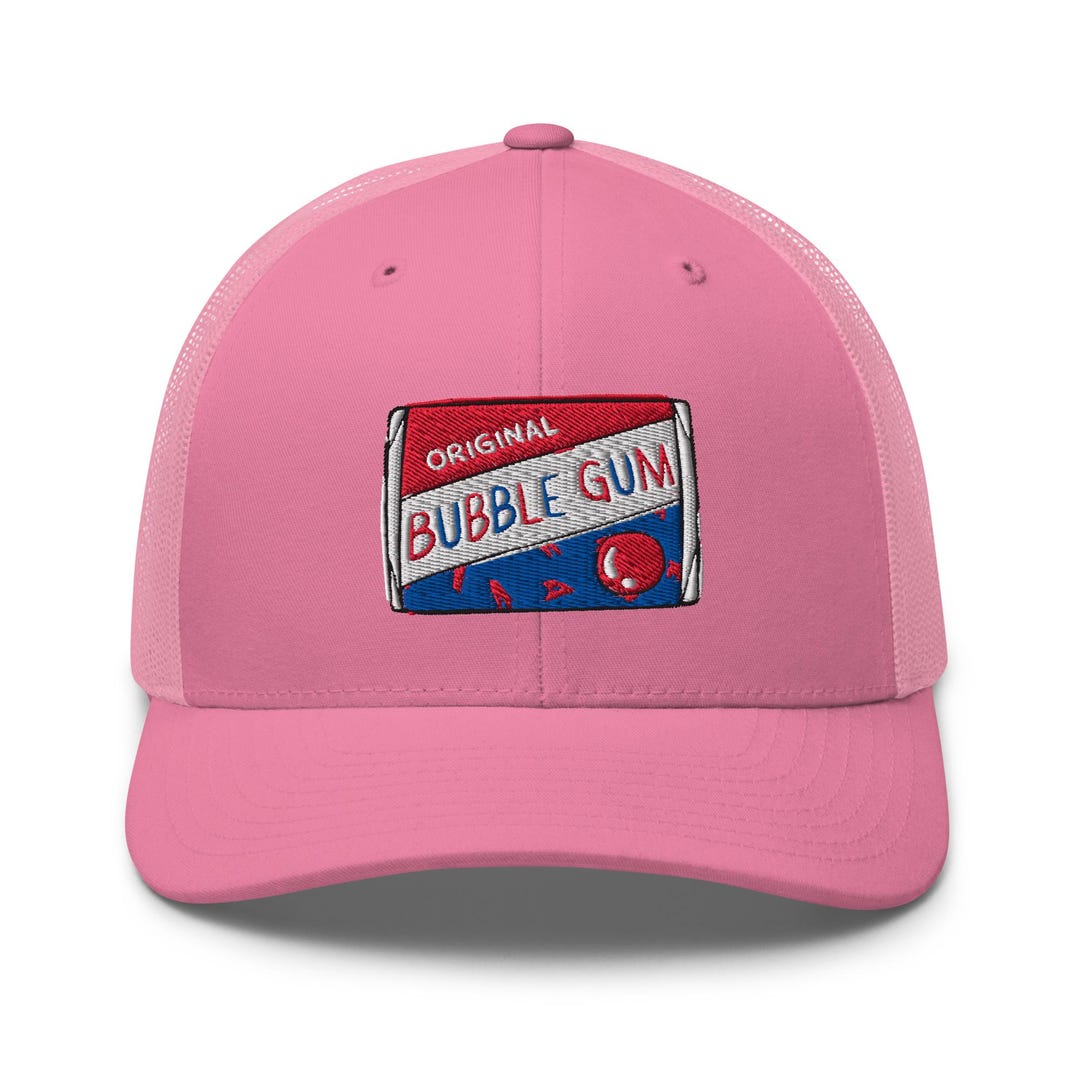 Embroidered Pink Bubble Gum Trucker Cap: Nostalgic Streetwear - Etsy