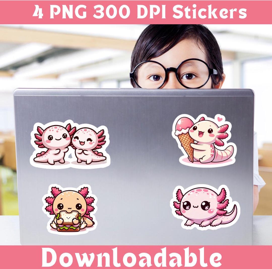 Kawaii Axolotl Stickers Printable Cute Stickers Pack Cute Planner ...