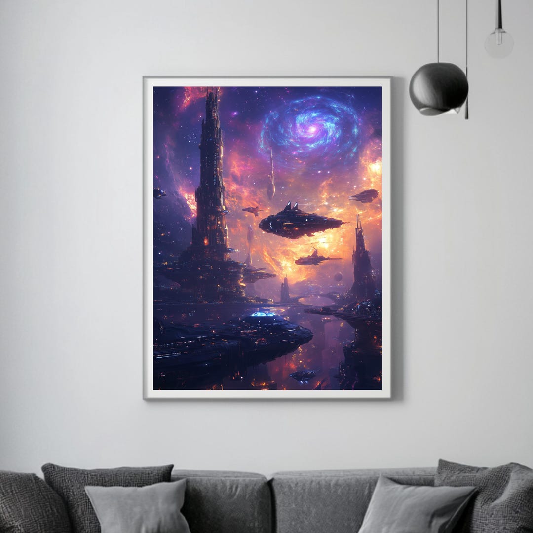 Sci-fi Ultra Realitic Wall Art Poster, Interstellar Civilization, Matt ...