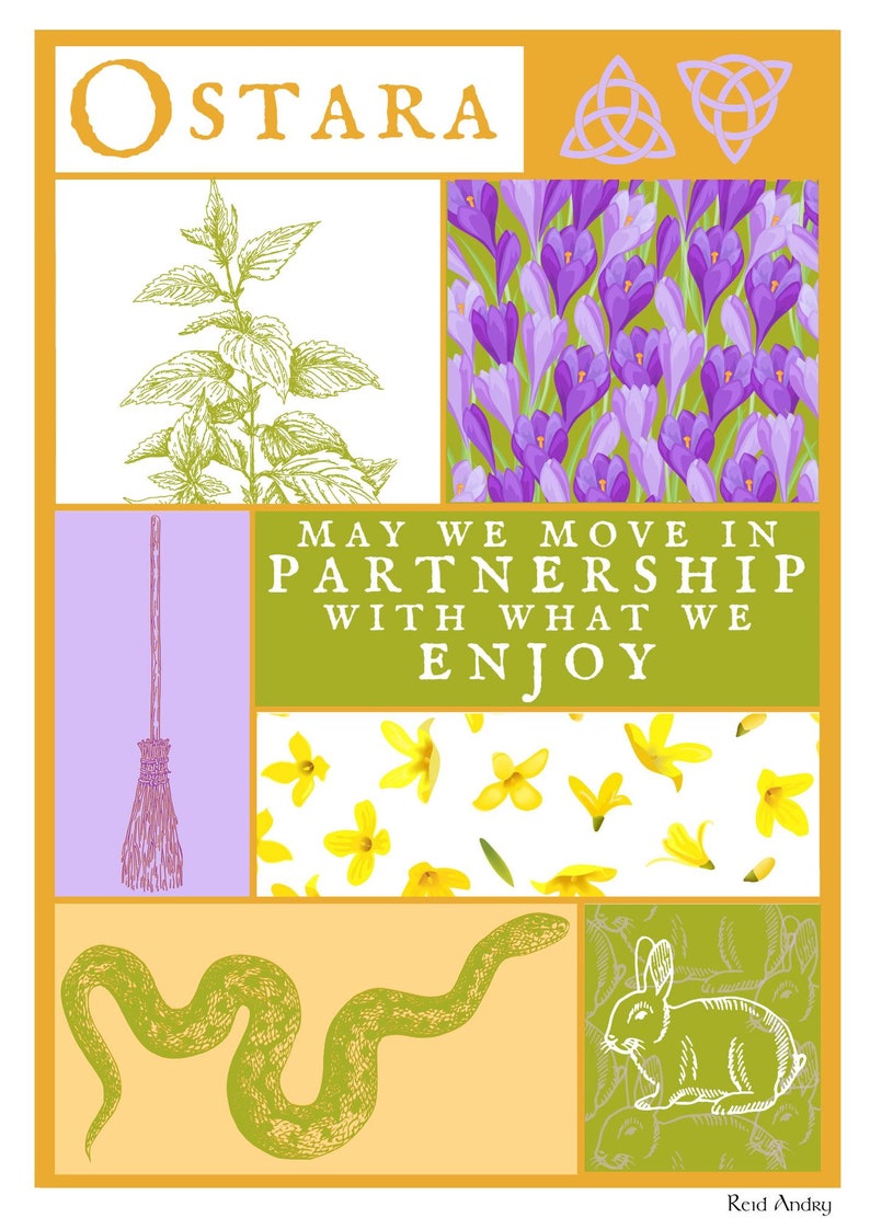 Ostara Pagan Altar Card Wall Art Wheel of the Year - Etsy