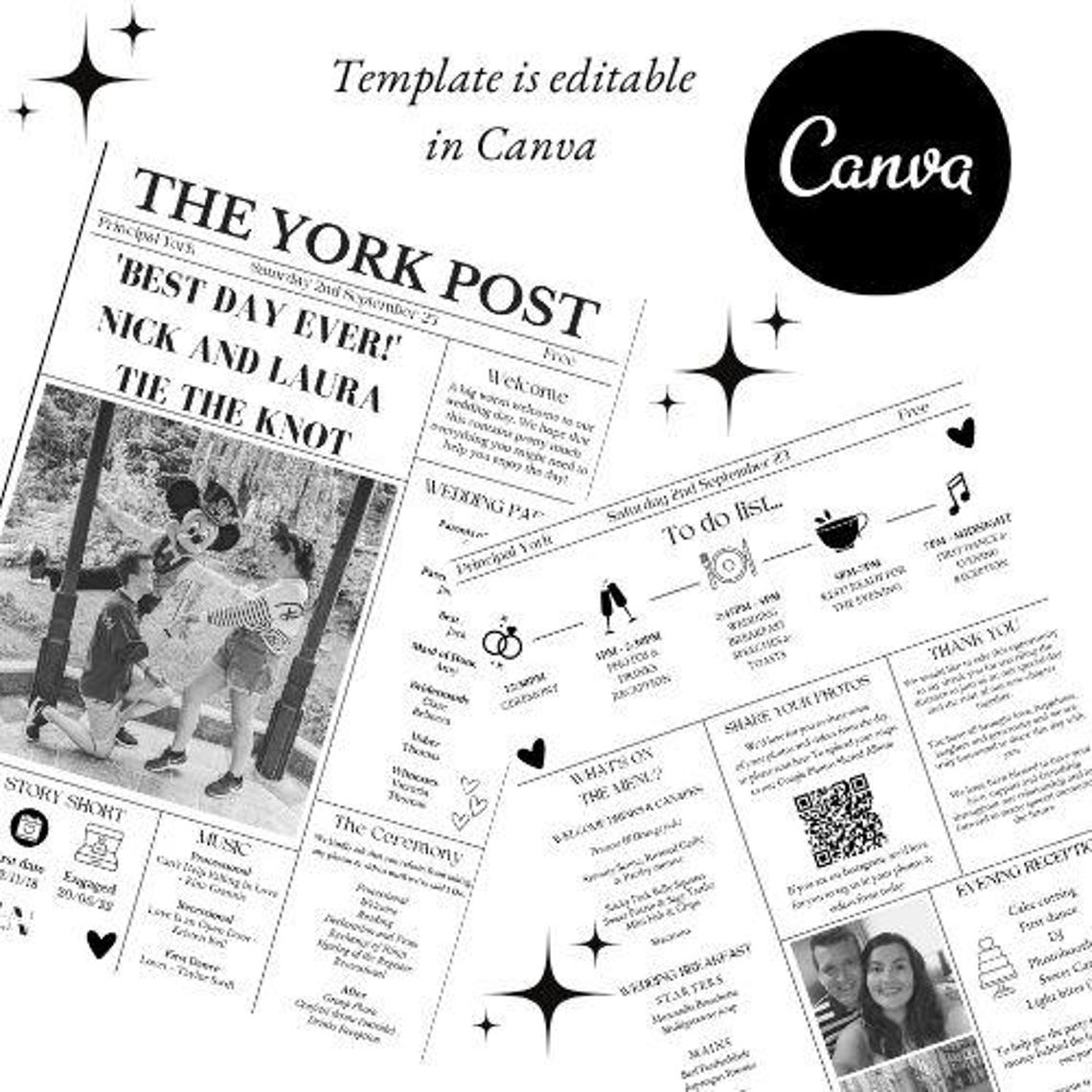 Budget Wedding Newspaper Template, Editable Wedding Newspaper Program ...