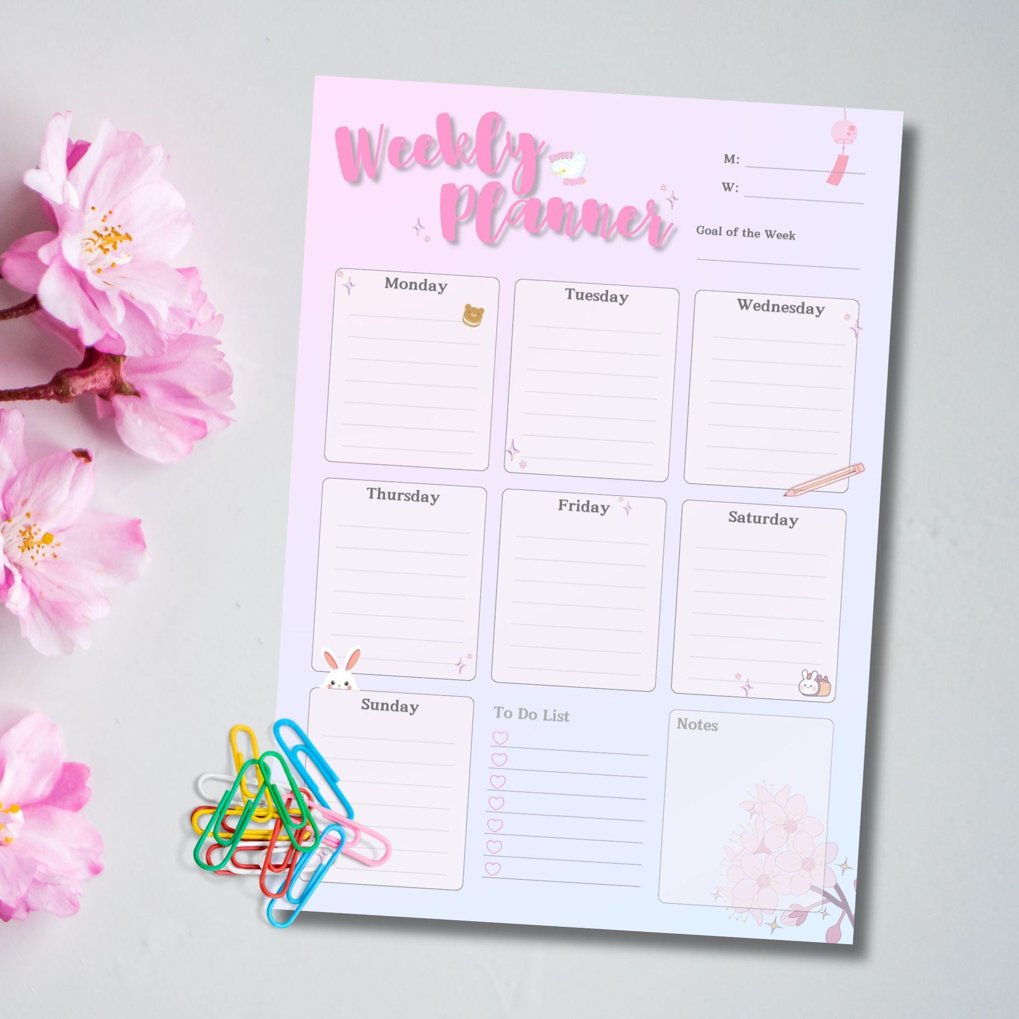 Weekly Planner Printable Planner for Work Weekly Planner for School ...