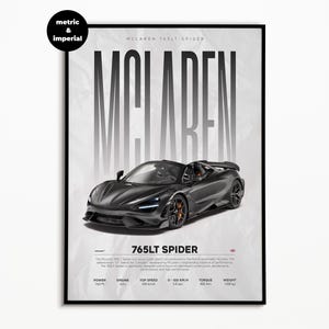 Mclaren 765LT Spider Poster Mclaren Poster Car Print Car Poster Super ...