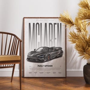 Mclaren 765LT Spider Poster Mclaren Poster Car Print Car Poster Super ...