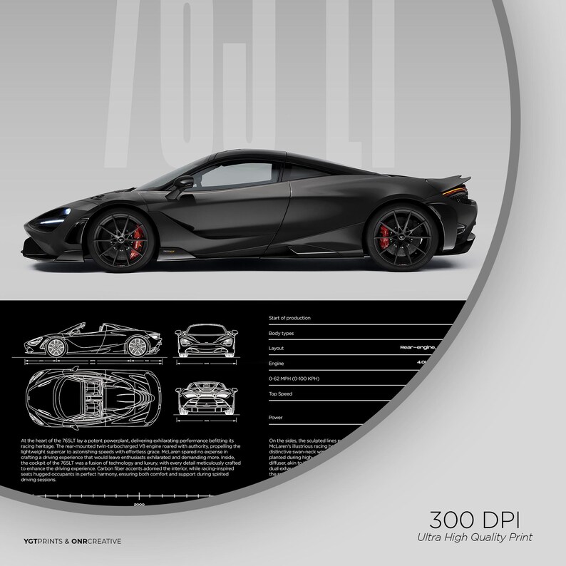Mclaren 765LT Poster Mclaren Poster Car Print Car Poster Super Car ...