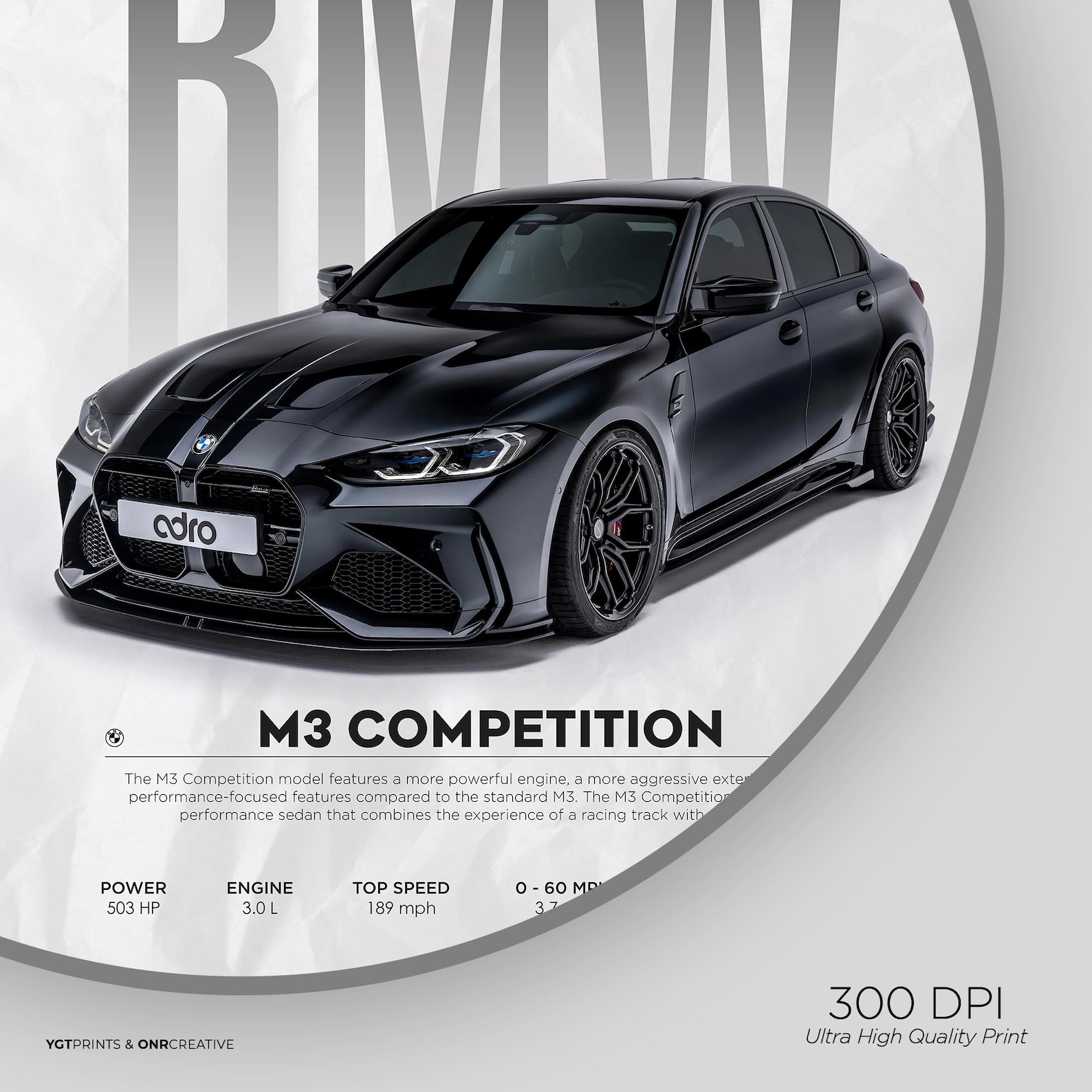 BMW M3 Competition Poster BMW Poster Car Print Car Poster Super Car ...