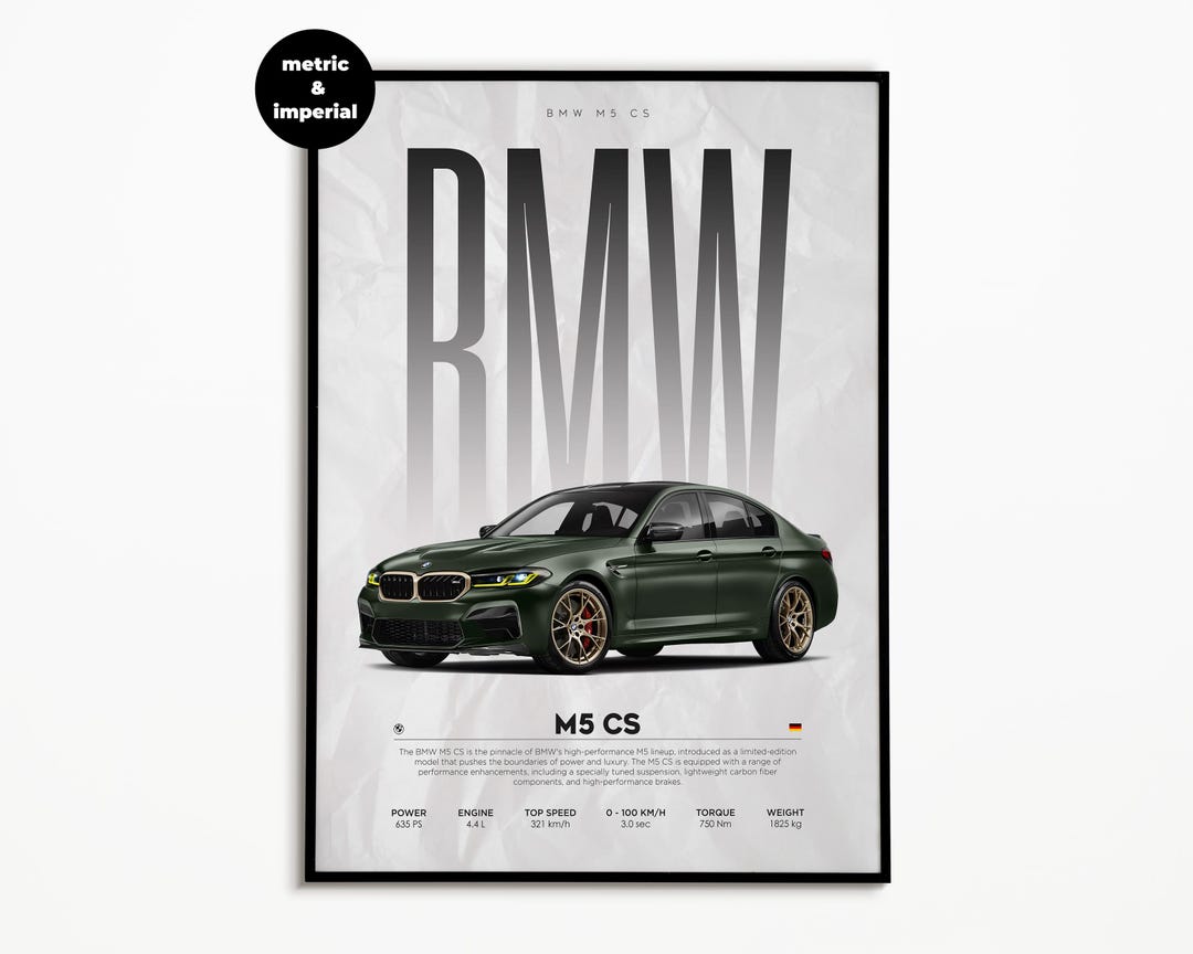 BMW M5 CS Poster BMW Poster Car Print Car Poster Super Car Print Art ...