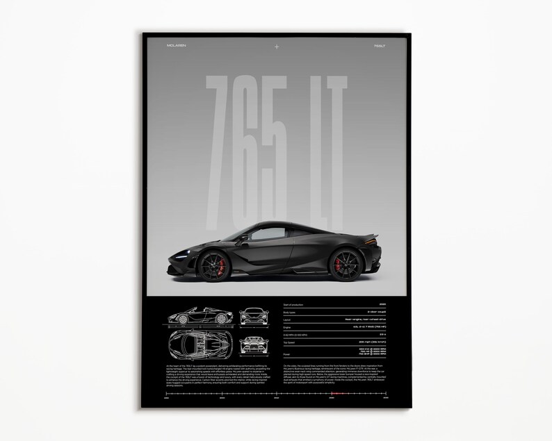Mclaren 765LT Poster Mclaren Poster Car Print Car Poster Super Car ...