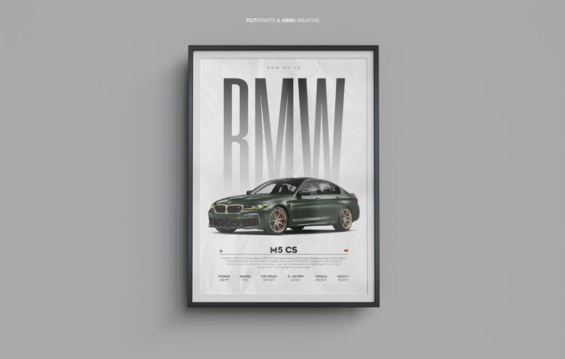 BMW M5 CS Poster BMW Poster Car Print Car Poster Super Car Print Art ...
