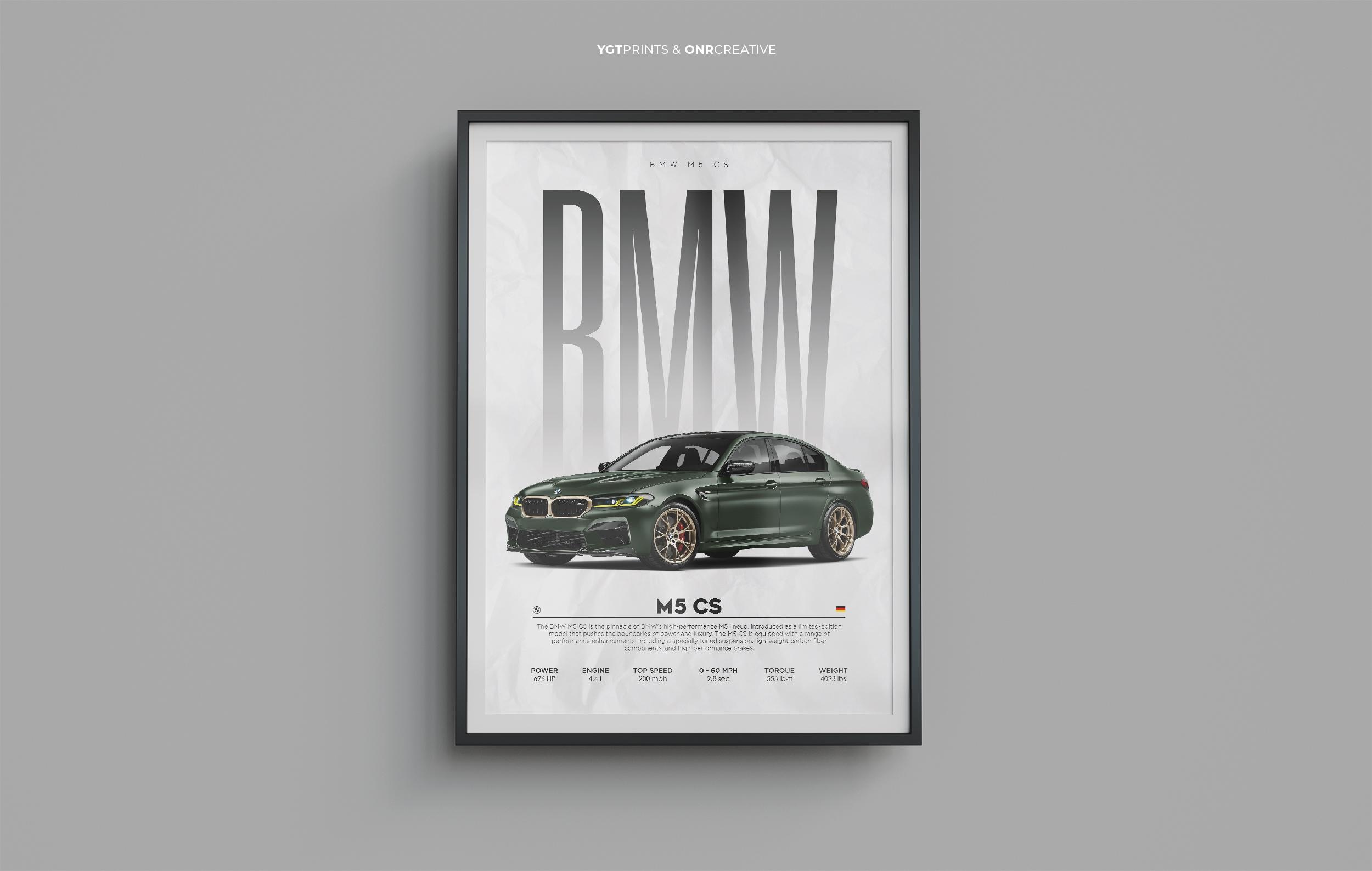 BMW M5 CS Poster BMW Poster Car Print Car Poster Super Car Print Art ...
