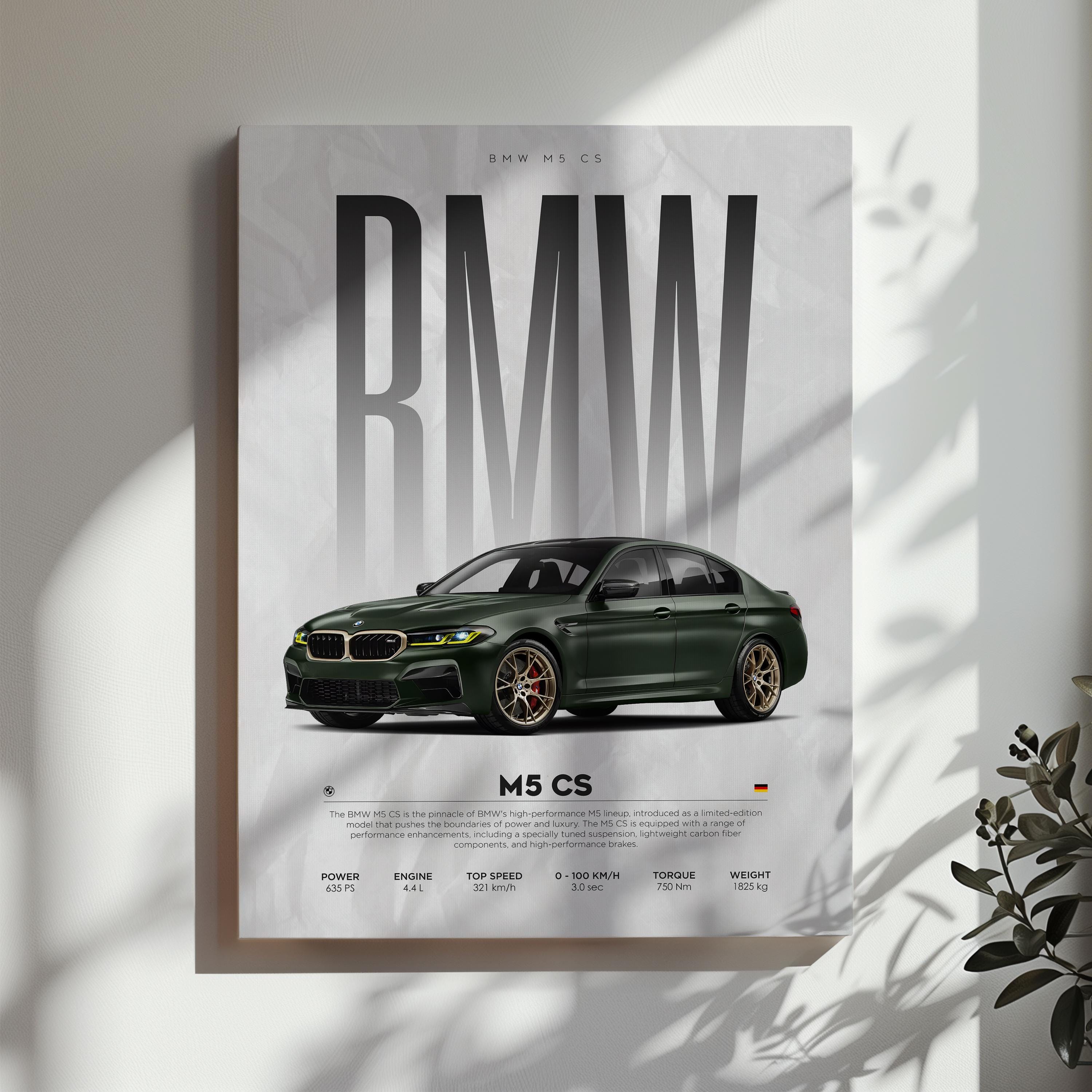 BMW M5 CS Poster BMW Poster Car Print Car Poster Super Car Print Art ...