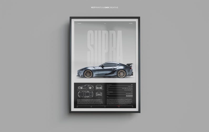 Toyota GR Supra Poster Supra Poster Car Print Car Poster Super Car ...