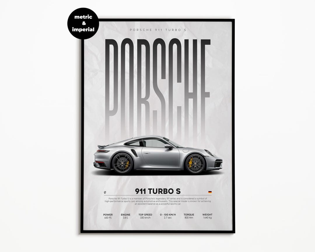 Porsche 911 Turbo S Poster Porsche 911 Poster Car Print Car Poster ...