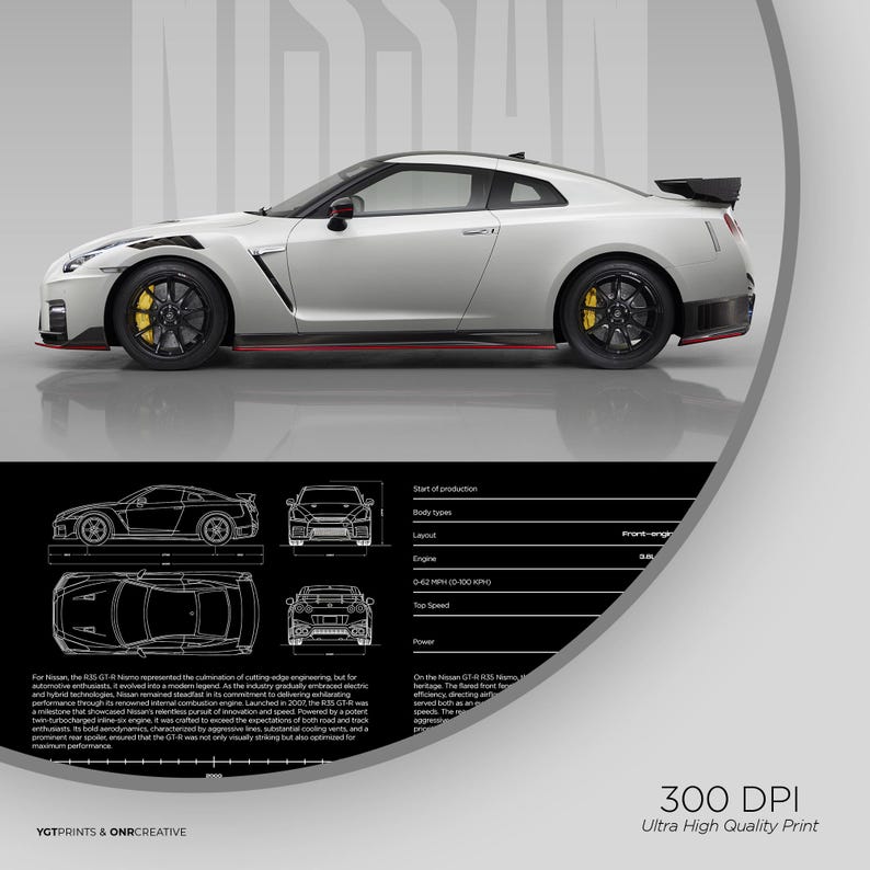 Nissan GT-R Nismo Poster Nissan R35 Poster Car Print Car Poster Super ...