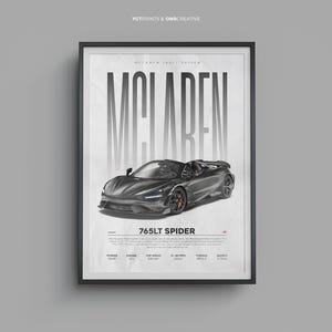 Mclaren 765LT Spider Poster Mclaren Poster Car Print Car Poster Super ...