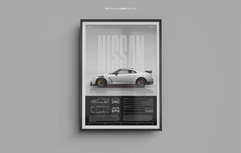 Nissan GT-R Nismo Poster Nissan R35 Poster Car Print Car Poster Super ...
