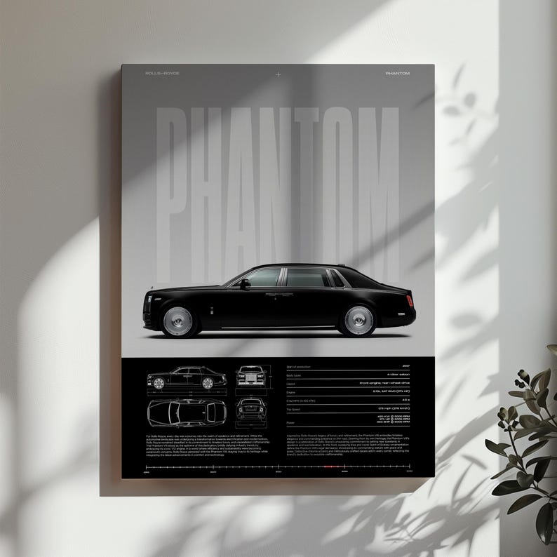 Rolls-royce Phantom Poster Rolls-royce Poster Car Print Car Poster ...