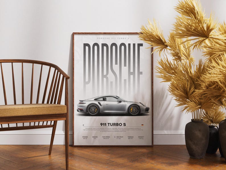 Porsche 911 Turbo S Poster Porsche 911 Poster Car Print Car Poster ...