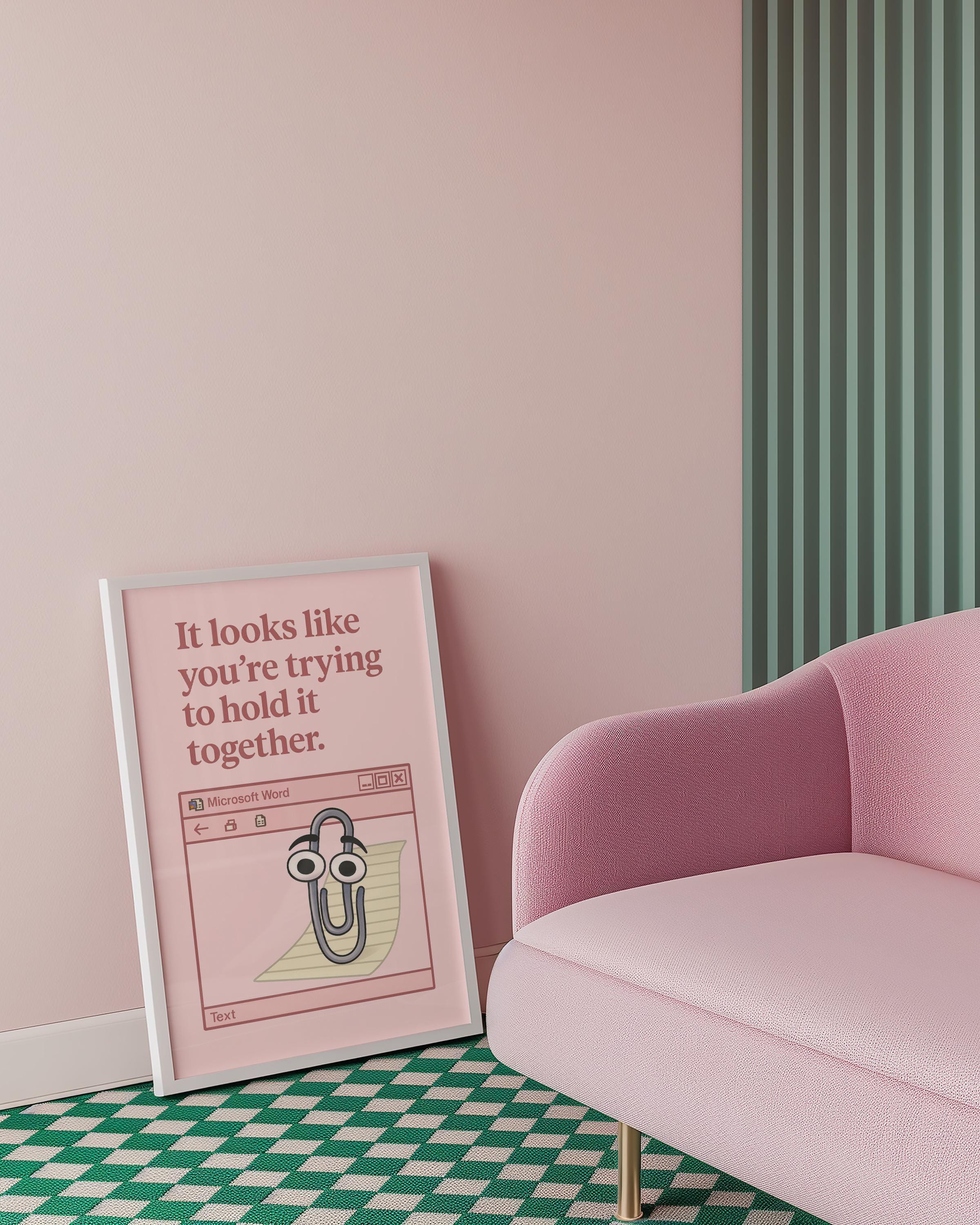 Clippy Microsoft Poster: Funny 90s Office Decor - Light Pink Wall Art ...