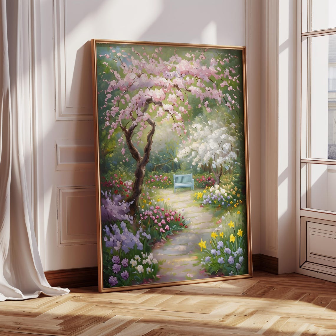 DIGITAL DOWNLOAD Monet Cherry Blossom Painting, Colorful Impressionist ...