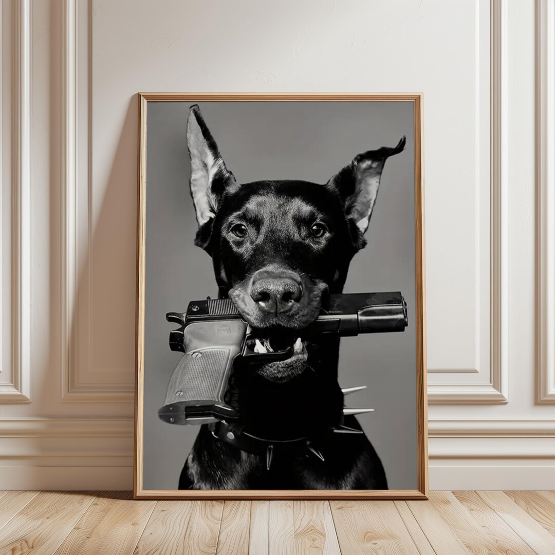 Doberman Poster, Black and White, Fashion Photography, Dopamine Decor ...