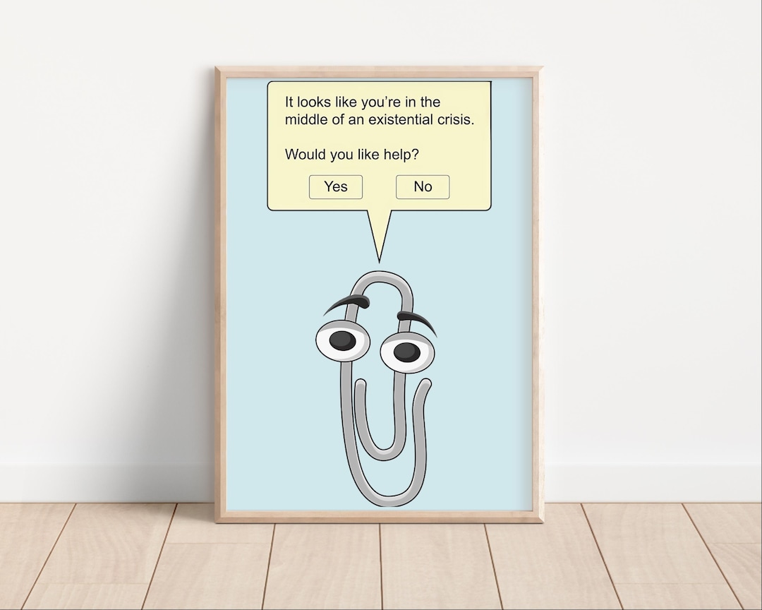 Clippy the Paperclip From Microsoft Word Existential Crisis - Etsy