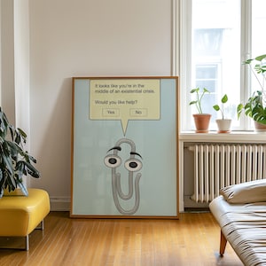 Funny Clippy Existential Crisis Print: Therapy Office Decor (digital ...