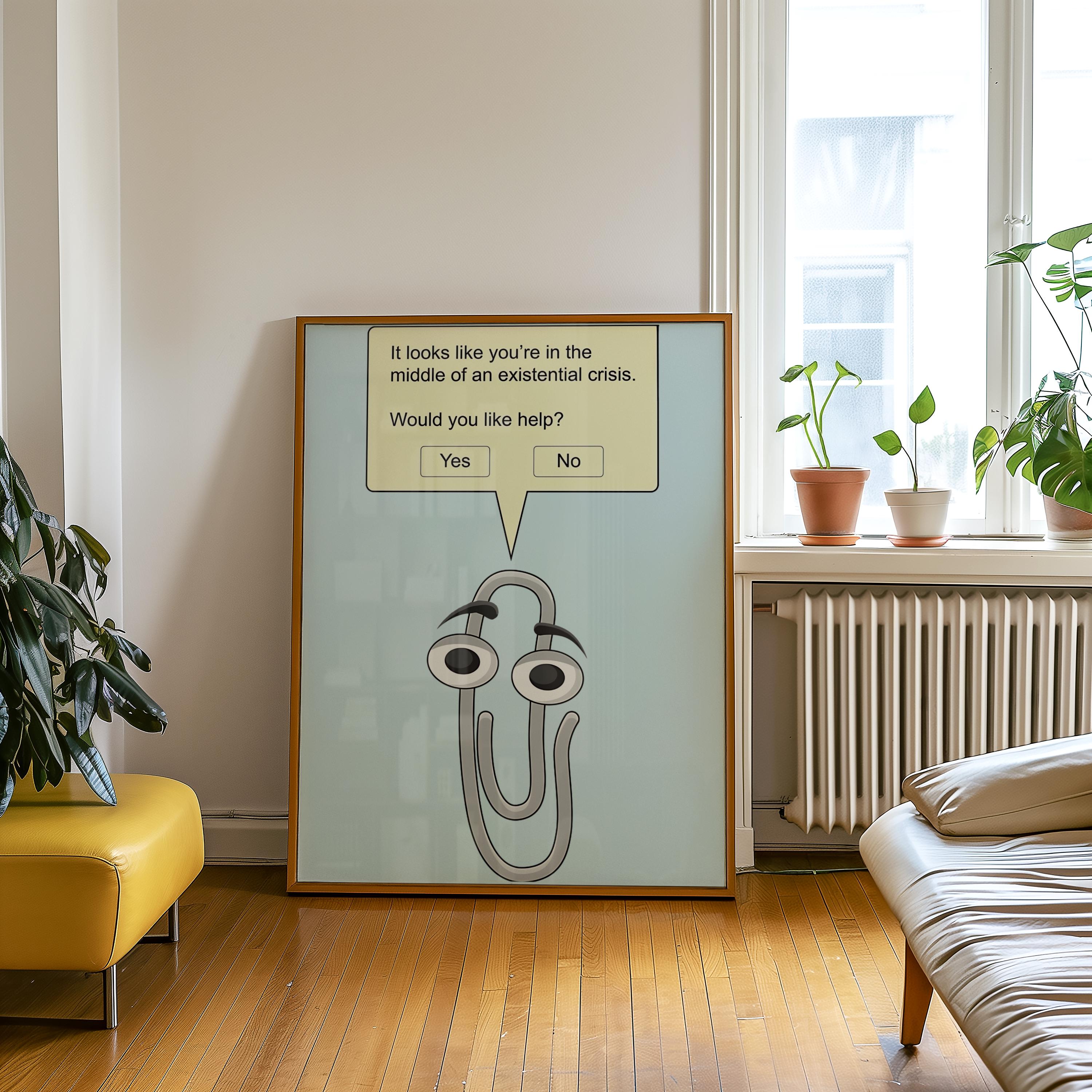 Funny Clippy Existential Crisis Print: Therapy Office Decor (digital ...
