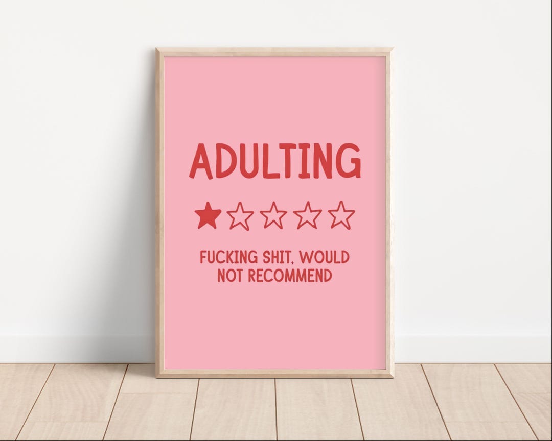 DIGITAL DOWNLOAD One Star Adulting Poster, Adulting Wall Art Print ...