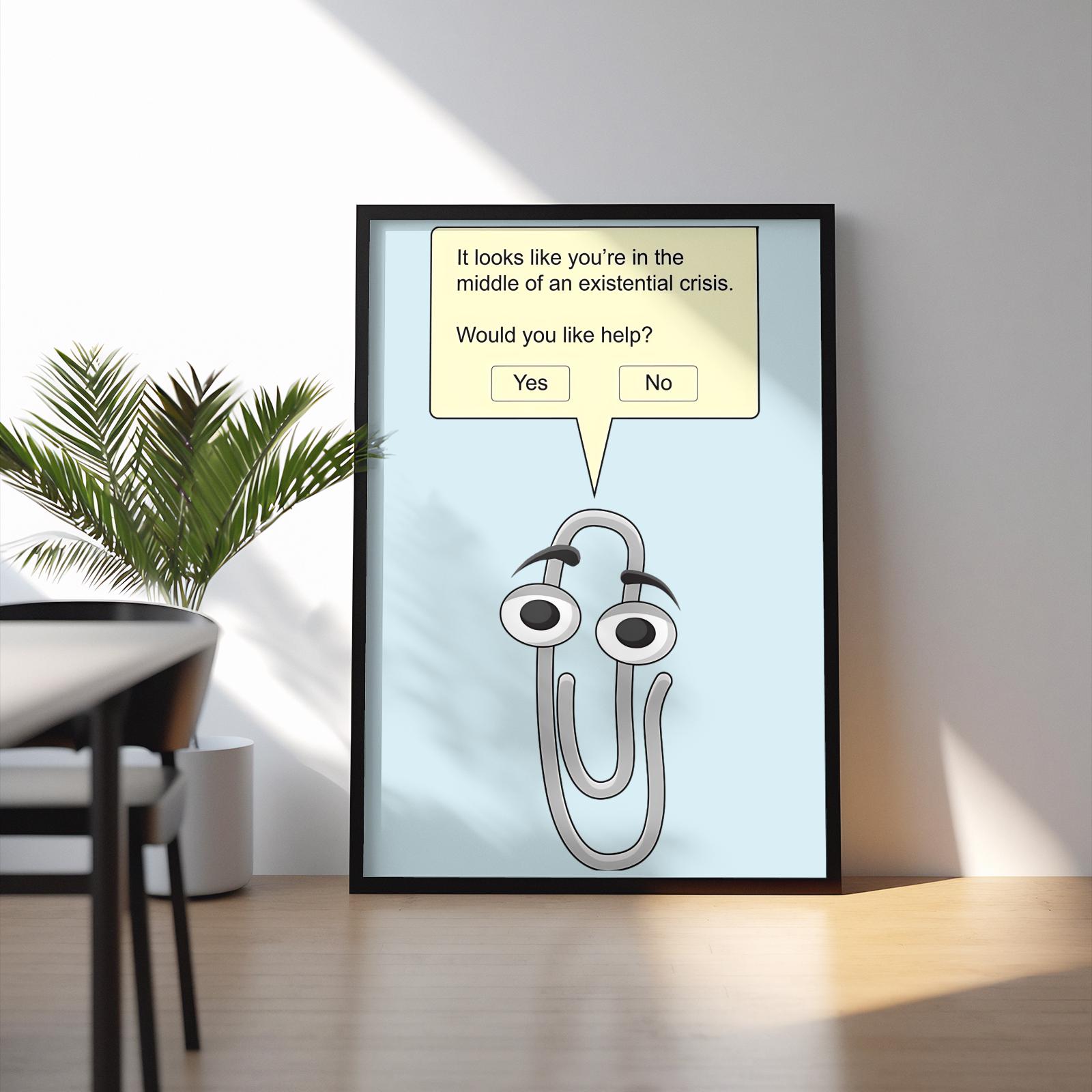 Funny Clippy Existential Crisis Print: Therapy Office Decor (digital ...