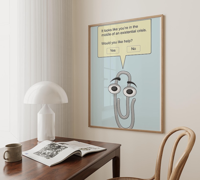 Funny Clippy Existential Crisis Print: Therapy Office Decor (digital ...