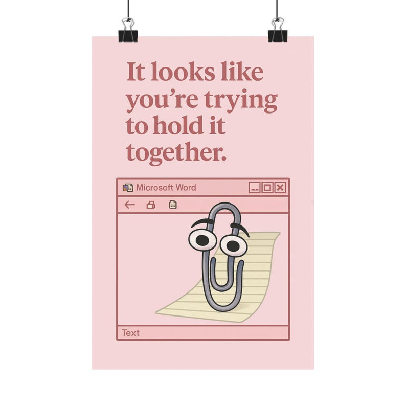 Clippy Microsoft Poster: Funny 90s Office Decor - Light Pink Wall Art ...