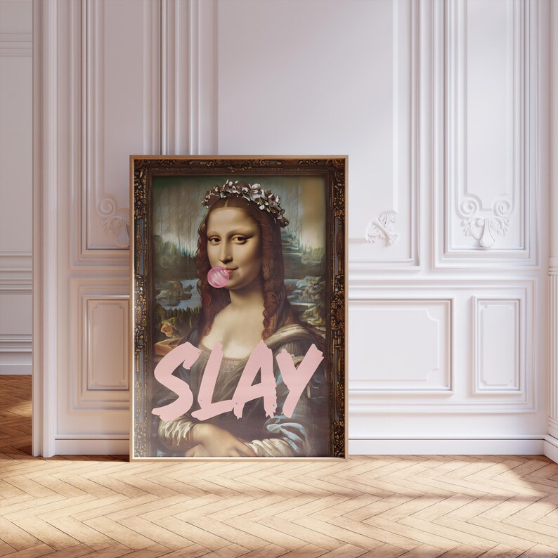 Mona Lisa Reproduction Pink Art Print, Mona Lisa Wall Art, Leonardo Da ...