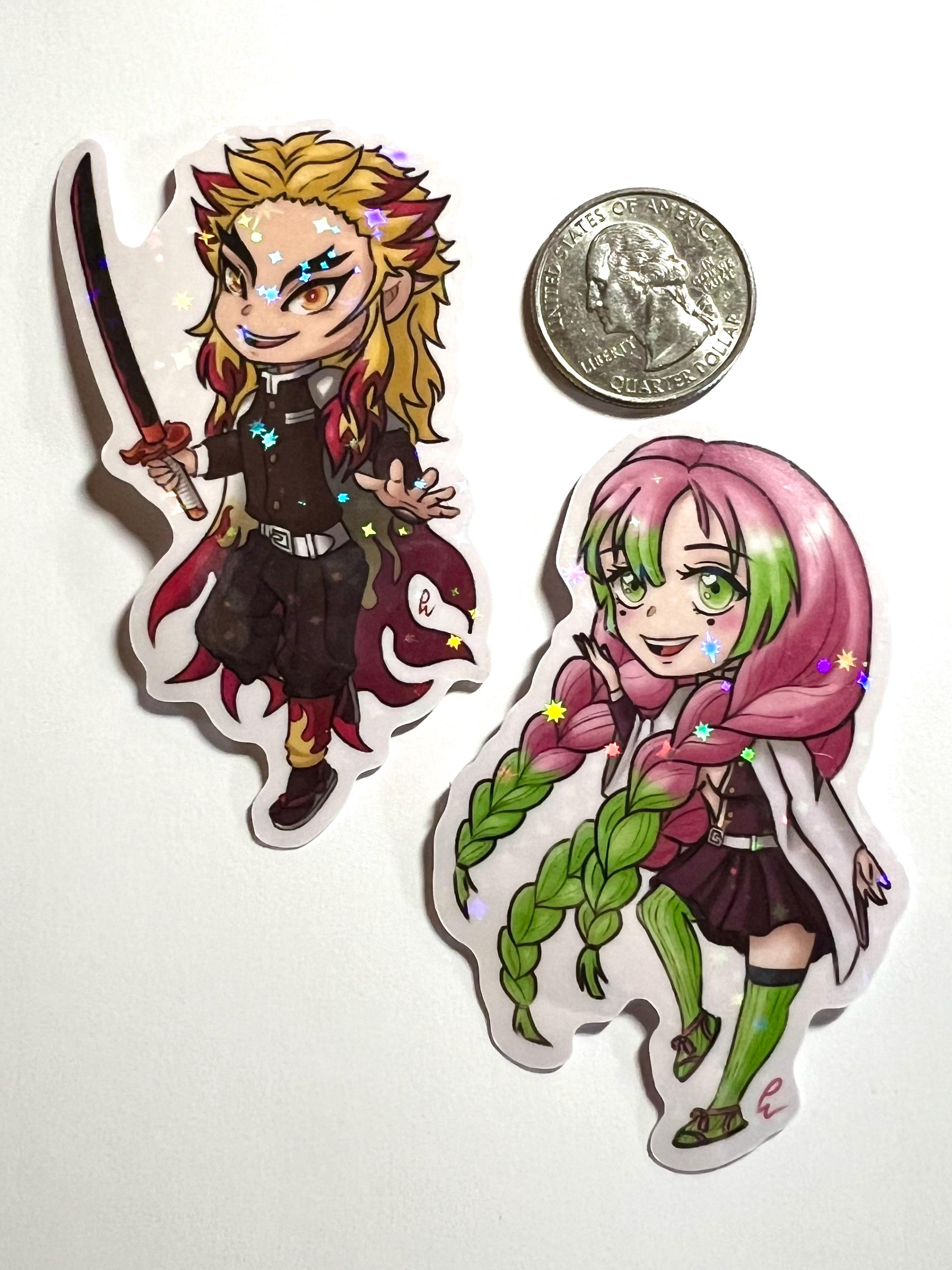 Chibi Rengoku Sparkles Star Glitter Sticker Demon Slayer - Etsy