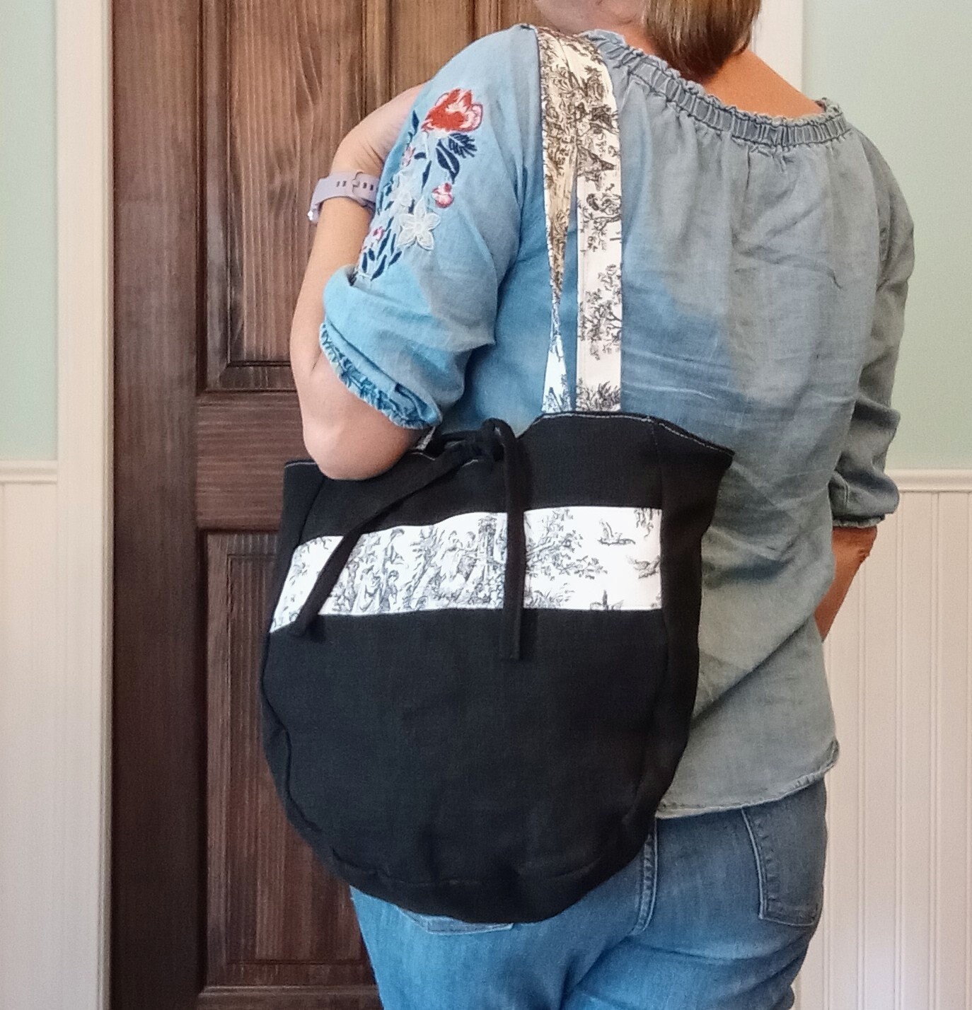 Black and White Toile Bag Toile Tote Black and White Tote - Etsy