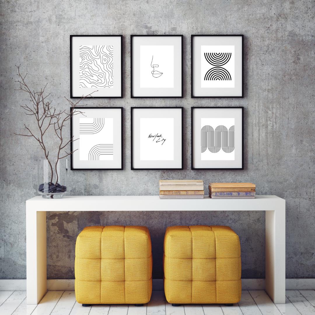 Retro 60s Abstract Line Art Digital Print | Mid-century Modern Wall ...