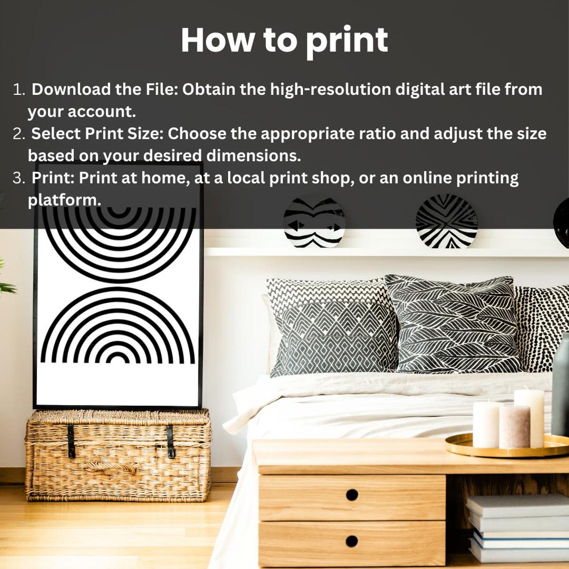 Retro 60s Abstract Line Art Digital Print | Mid-century Modern Wall ...
