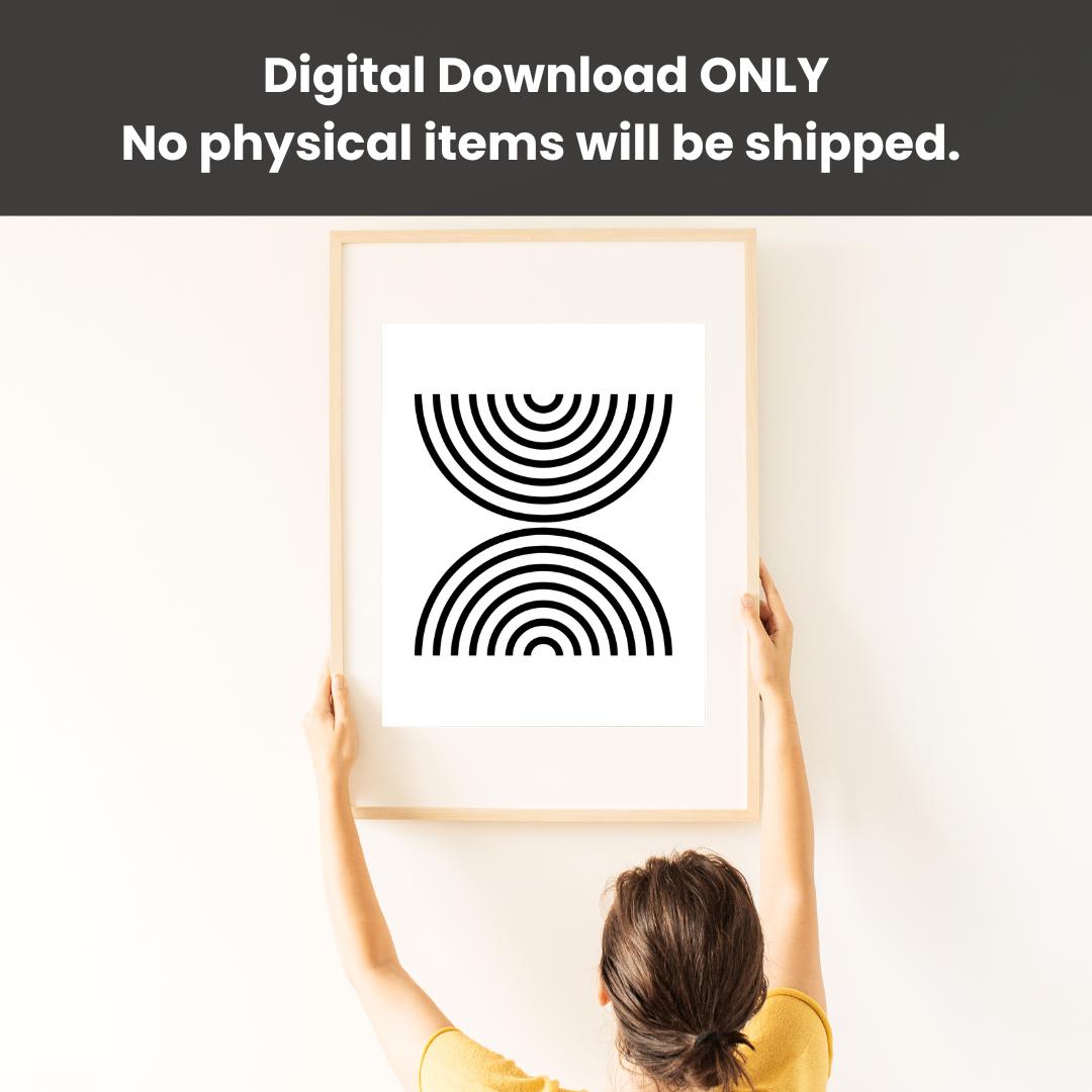 Retro 60s Abstract Line Art Digital Print | Mid-century Modern Wall ...