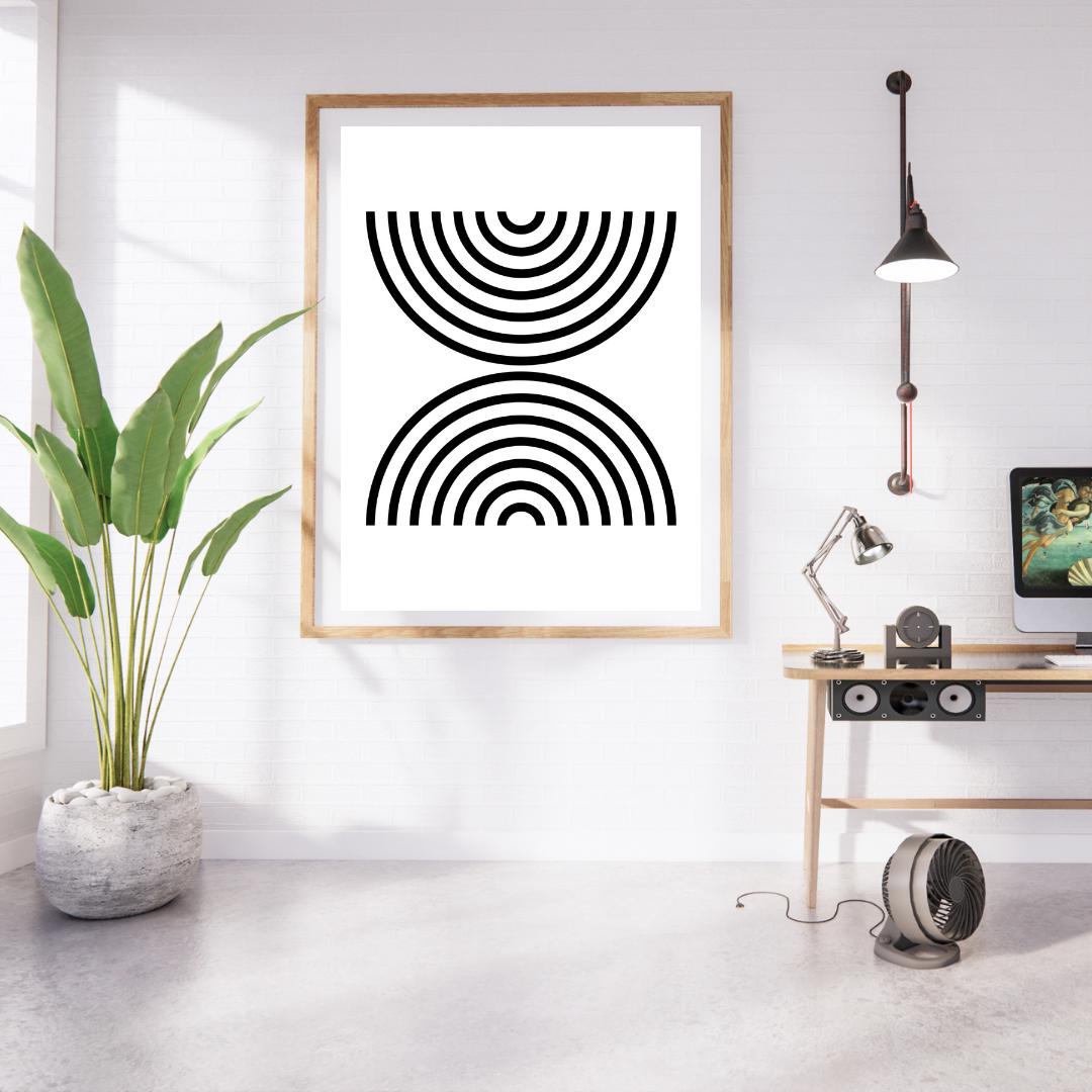 Retro 60s Abstract Line Art Digital Print | Mid-century Modern Wall ...