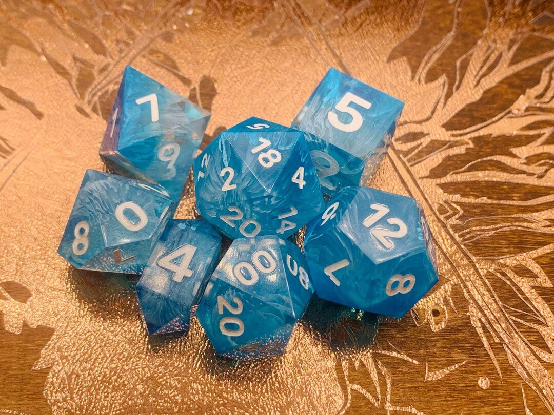 Glacial Dice Set, Dungeons and Dragons, Pearl White Inking, Barrel D4 ...