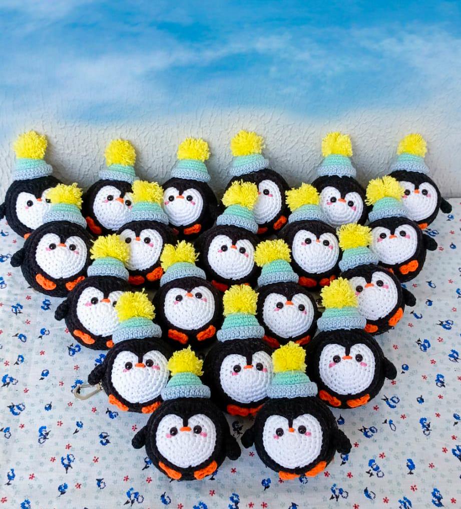 Adorable Amigurumi Chubby Penguin pingui in Overalls Turquoise & Red ...