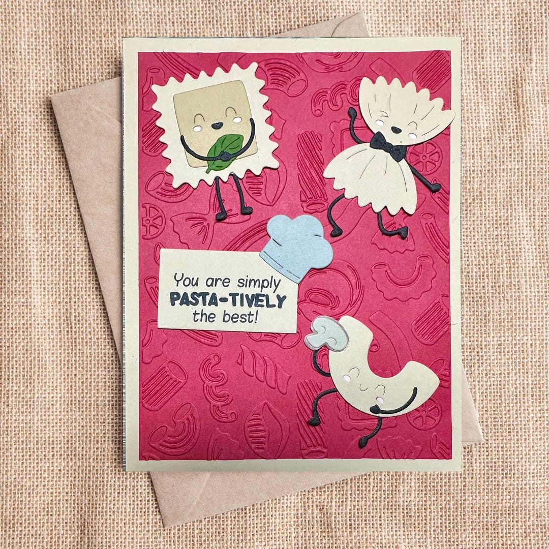 Funny Food Greeting Card | Handmade Pasta Themed Thank You Birthday ...