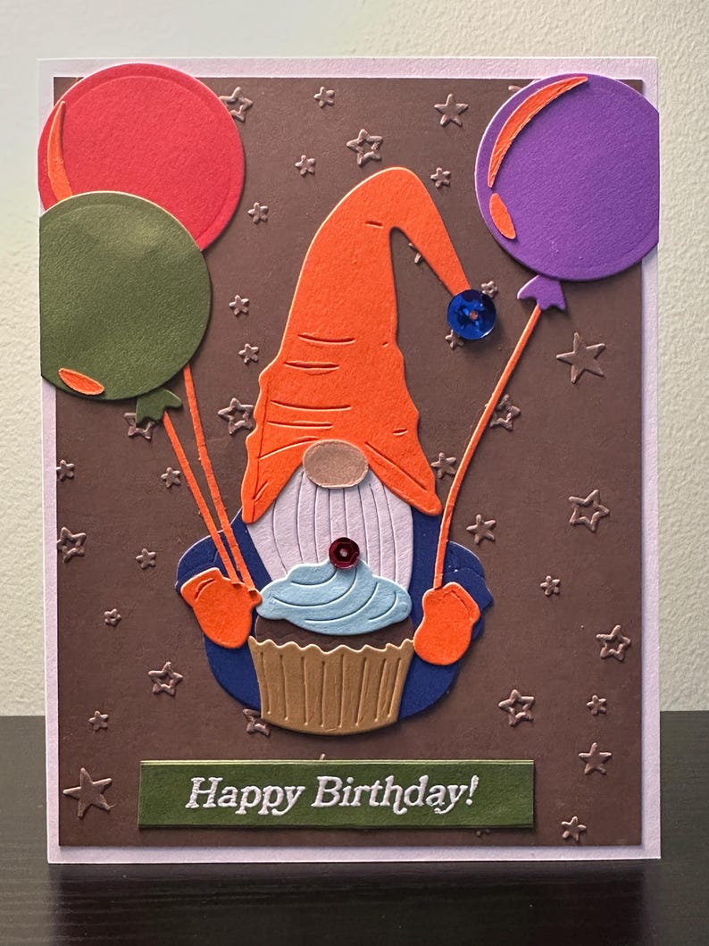 Handmade Gnome Birthday Card: 3D Paper Craft - Etsy