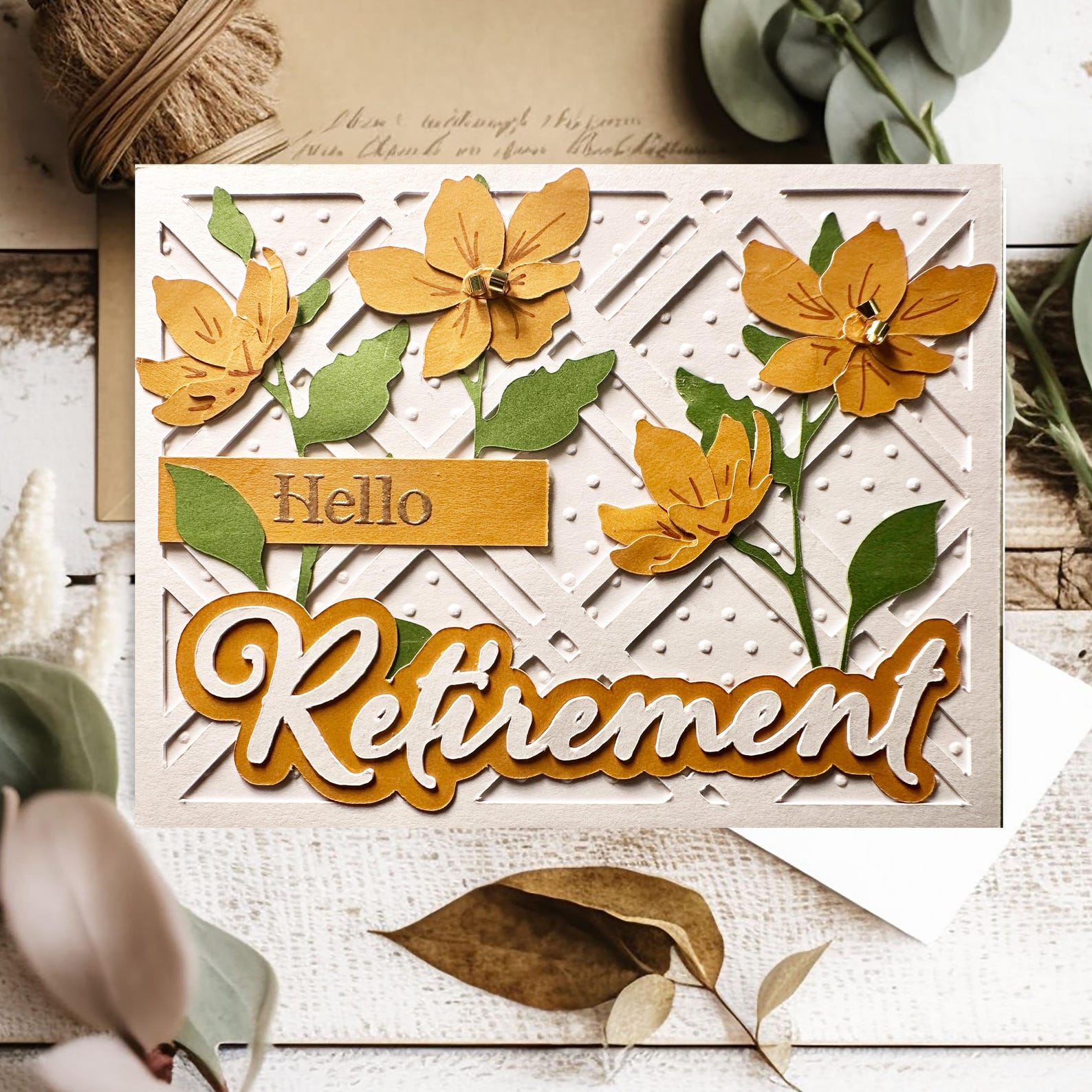 Handmade Floral Retirement Card: Elegant 3D Paper Greeting - Etsy